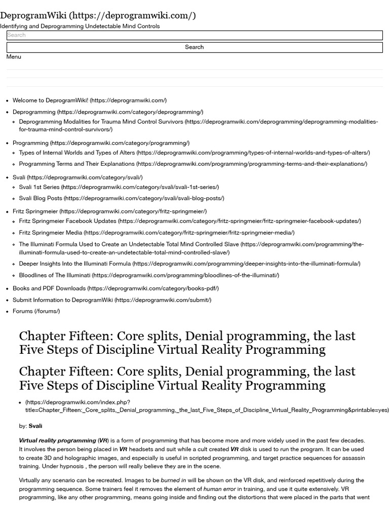 Chapter Fifteen - Core Splits, Denial Programming, The Last Five Step | PDF | Psychological ...