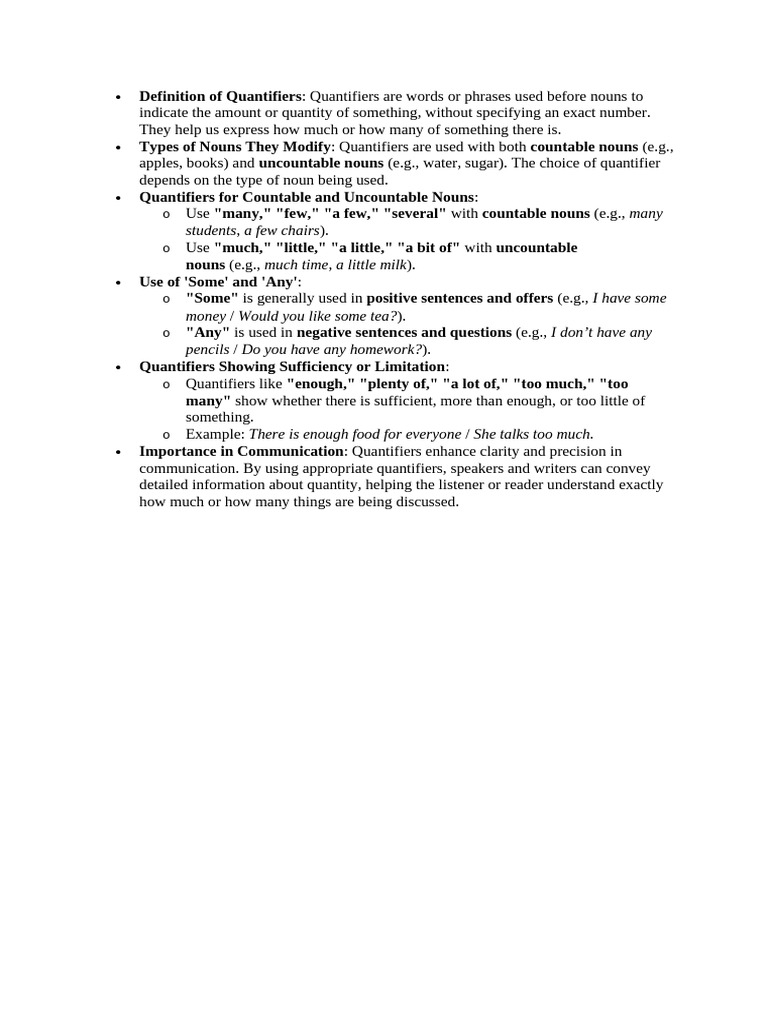 Definition of Quantifiers | PDF