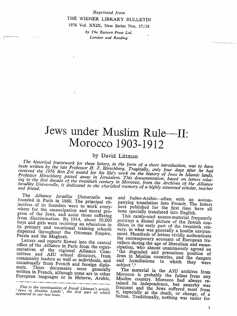Littman Jews Under Muslims 19thcent Wlb 2 | PDF