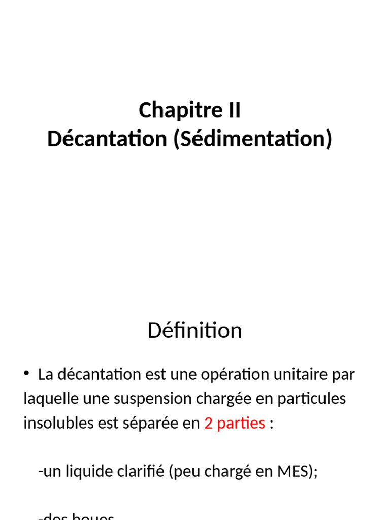 Types et principes de décantation | PDF | Traînée | Vitesse