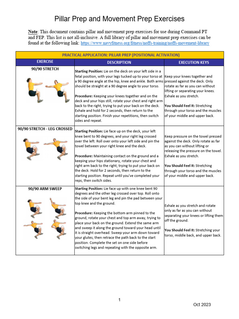 Pillar and Movement Prep Exercises | PDF | Foot | Anatomical Terms Of Motion