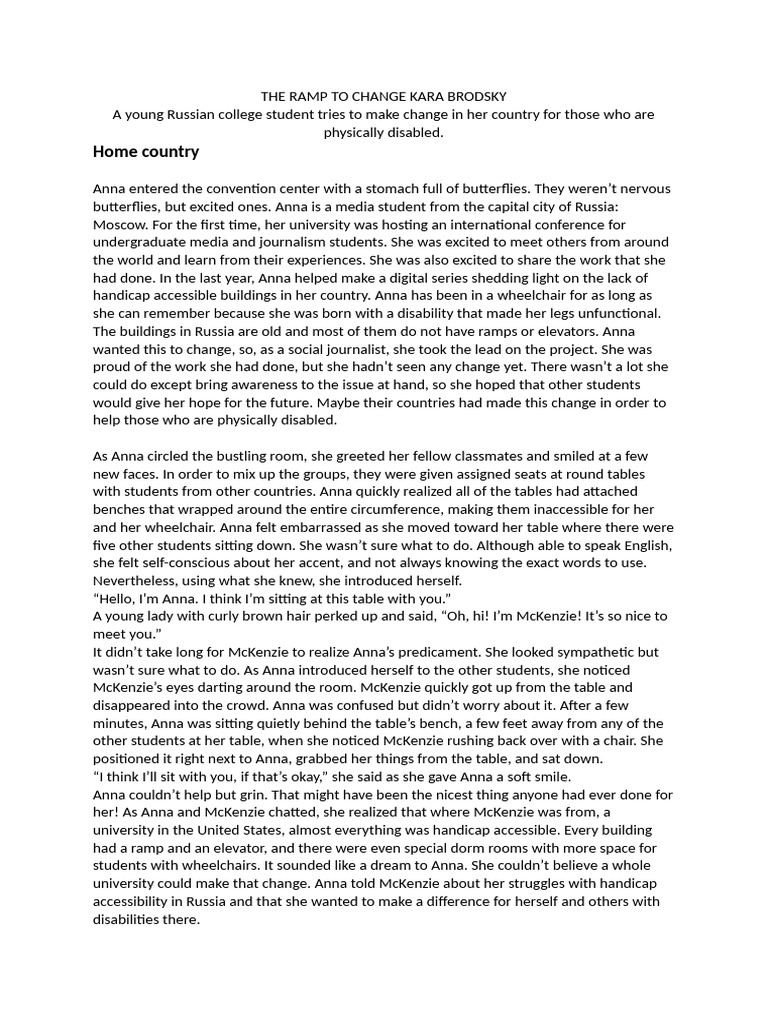 The Ramp To Change Kara Brodsky | PDF | Communication | Wheelchair