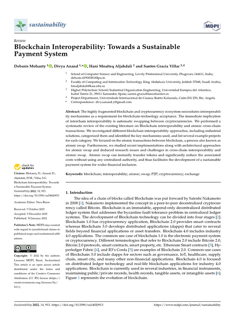 Blockchain Interoperability Towards A Sustainable Payment System | PDF ...