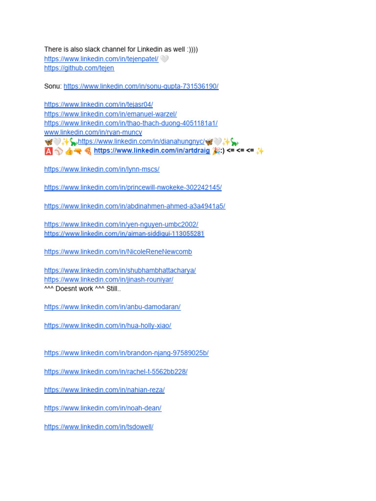 CodePath Slack and LinkedIn Contacts | PDF