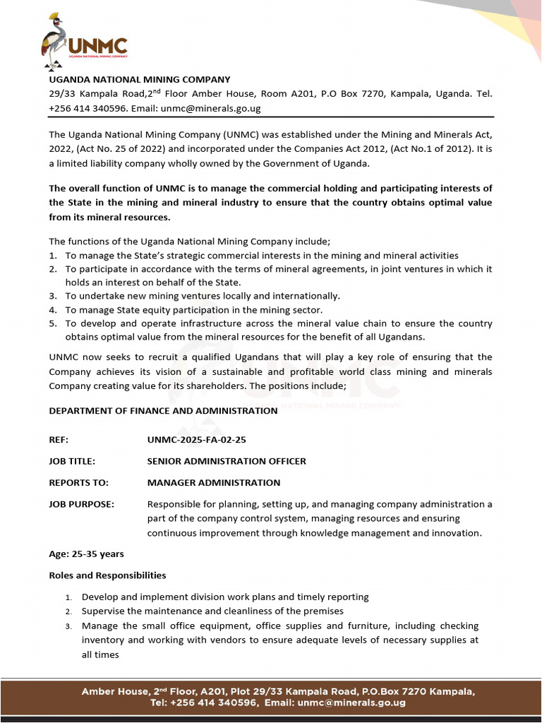 UNMC Jobs Advert 7 April 2025 | PDF | Internal Audit | Audit