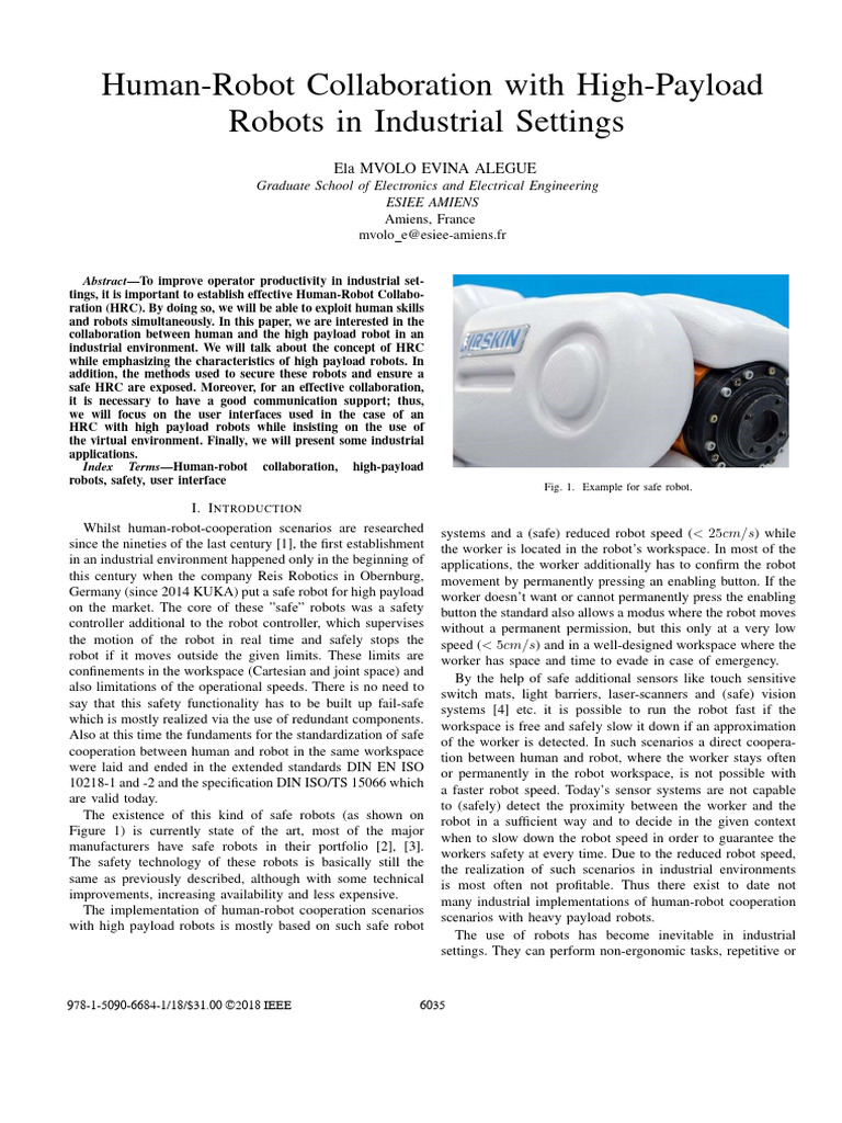 Human-Robot Collaboration With High-Payload Robots in Industrial ...