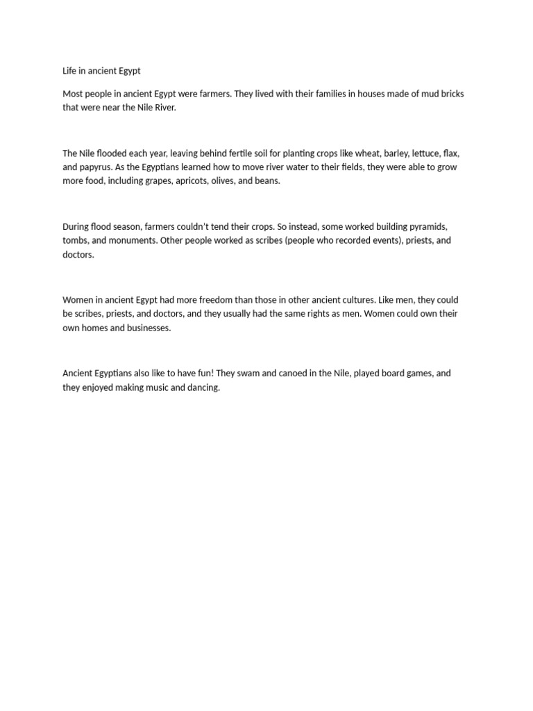 Life in Ancient Egyept | PDF