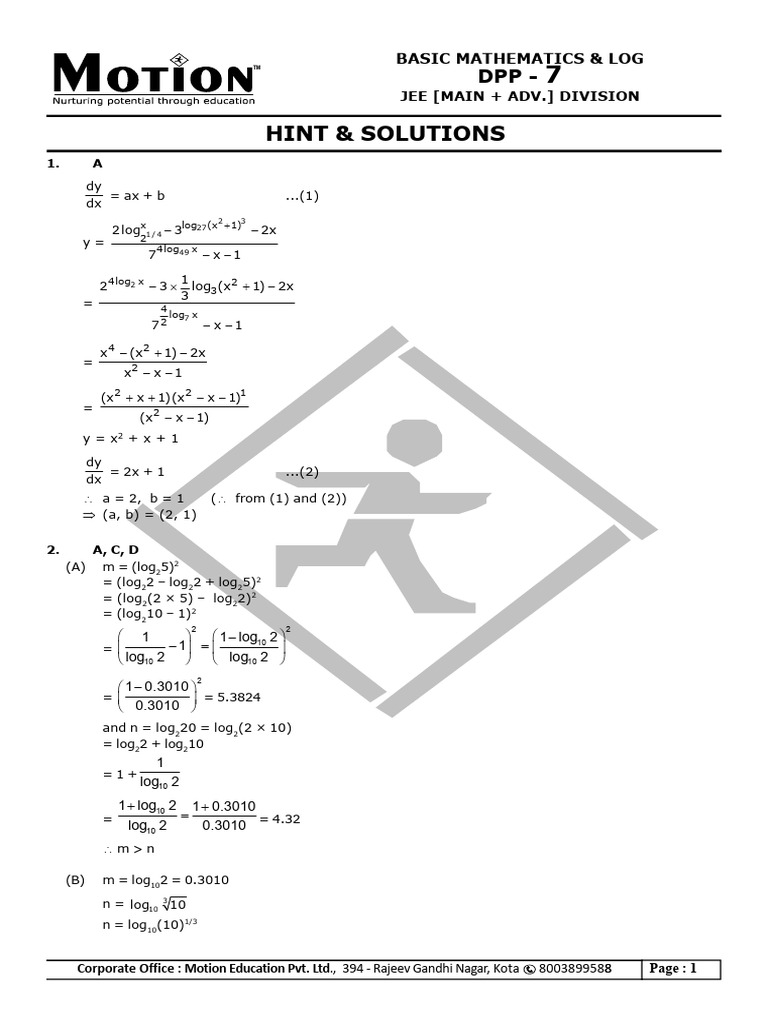 JEE Compendium: Basic Math Solutions | PDF