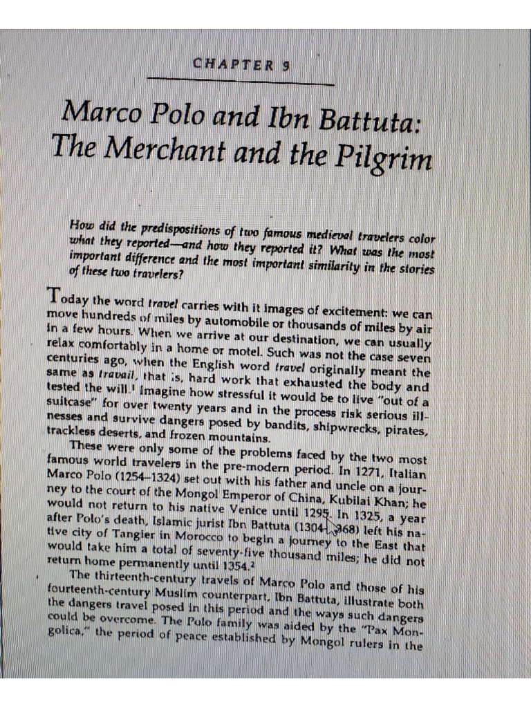 Marco Polo and Ibn Battuta the Merchant in the Pilgrim p1 | PDF