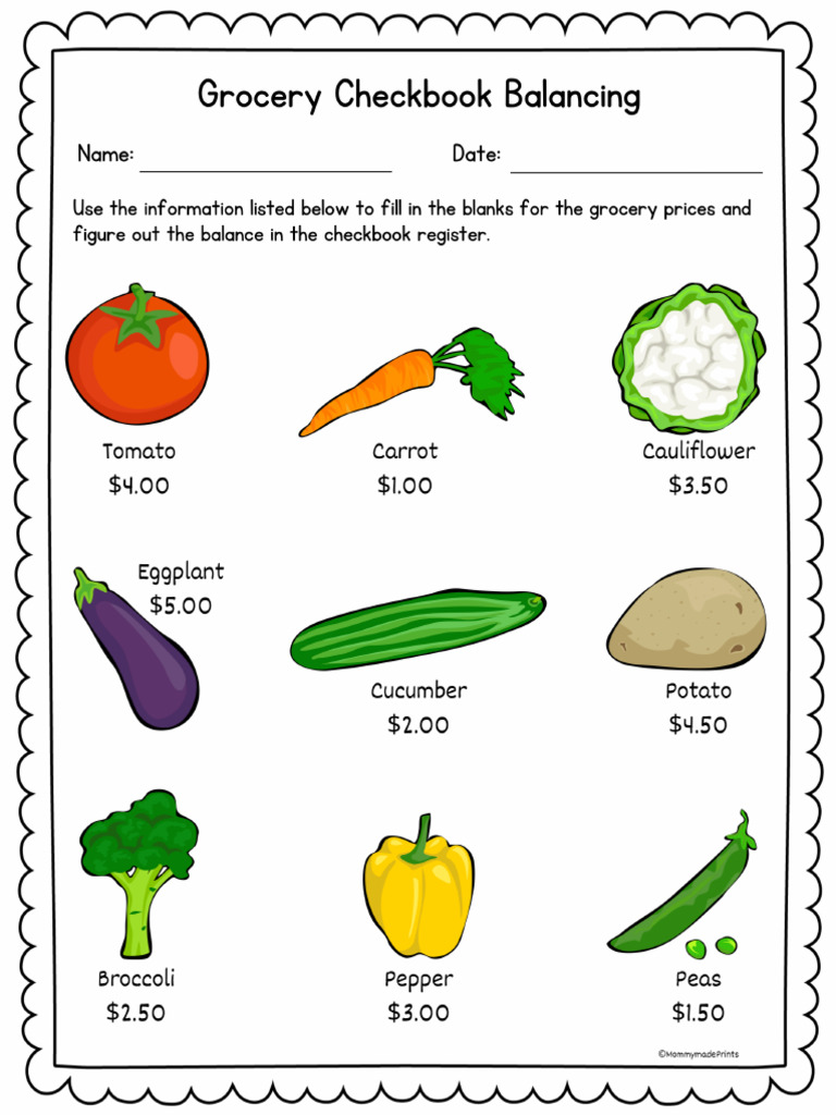 Checkbook Balancing Grcoery List | PDF