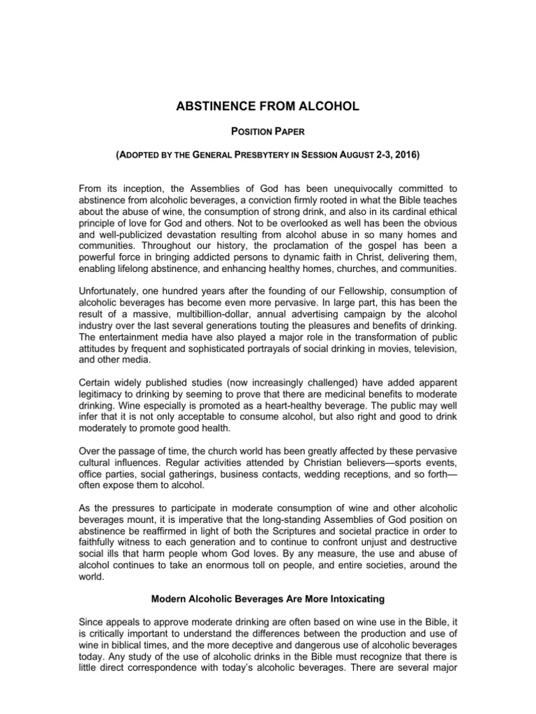 Abstinence from Alcohol | PDF | Alcoholism | Alcoholic Beverages