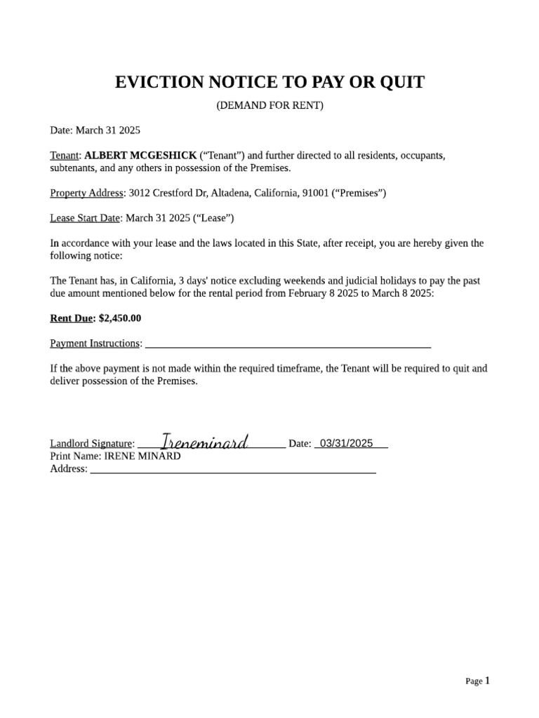 Notice To Albert-1 | PDF