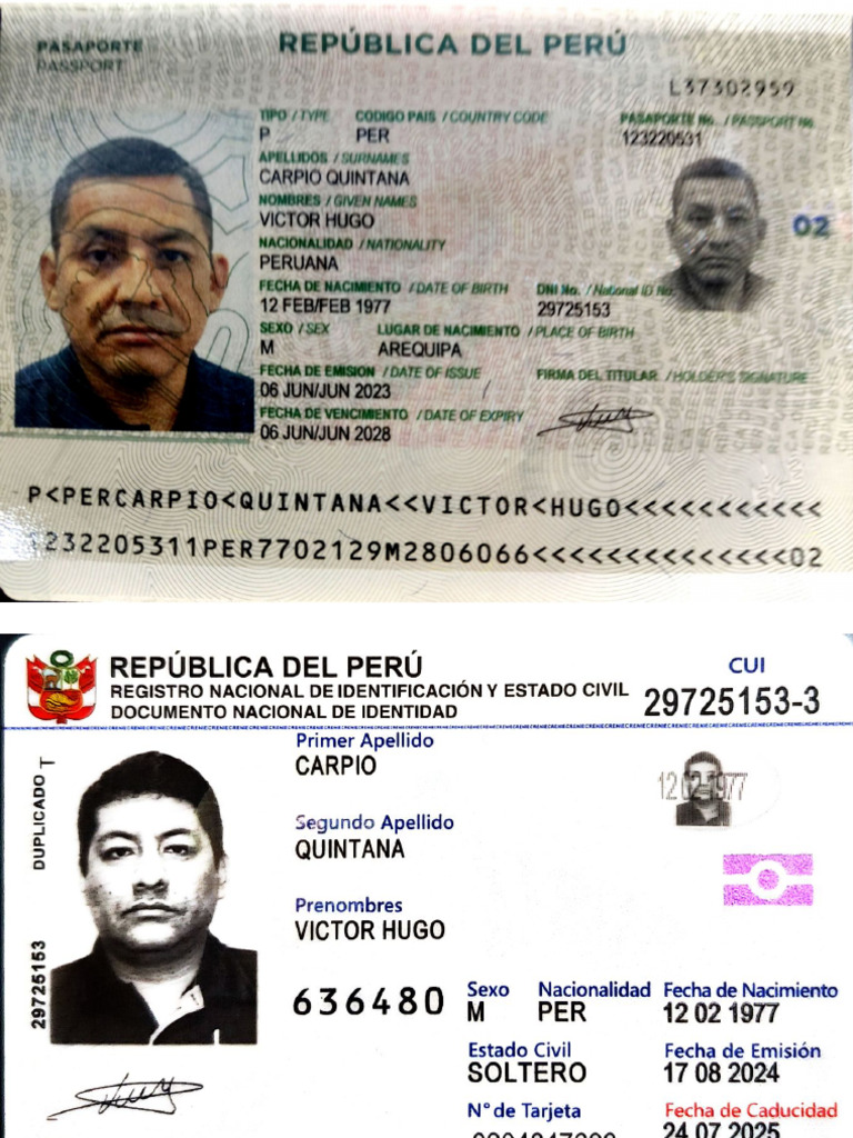 Pasaporte 123220531 Victor Carpio (1) - 1 | PDF