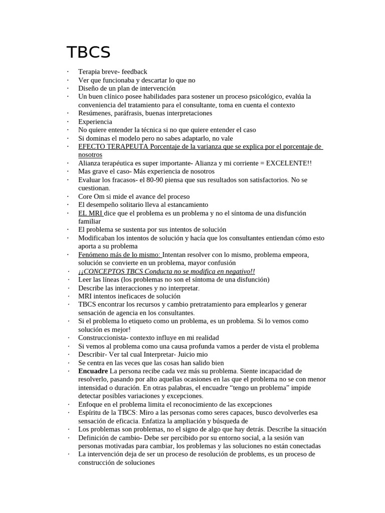 TBCS | PDF | Psicoterapia | Conceptos psicologicos