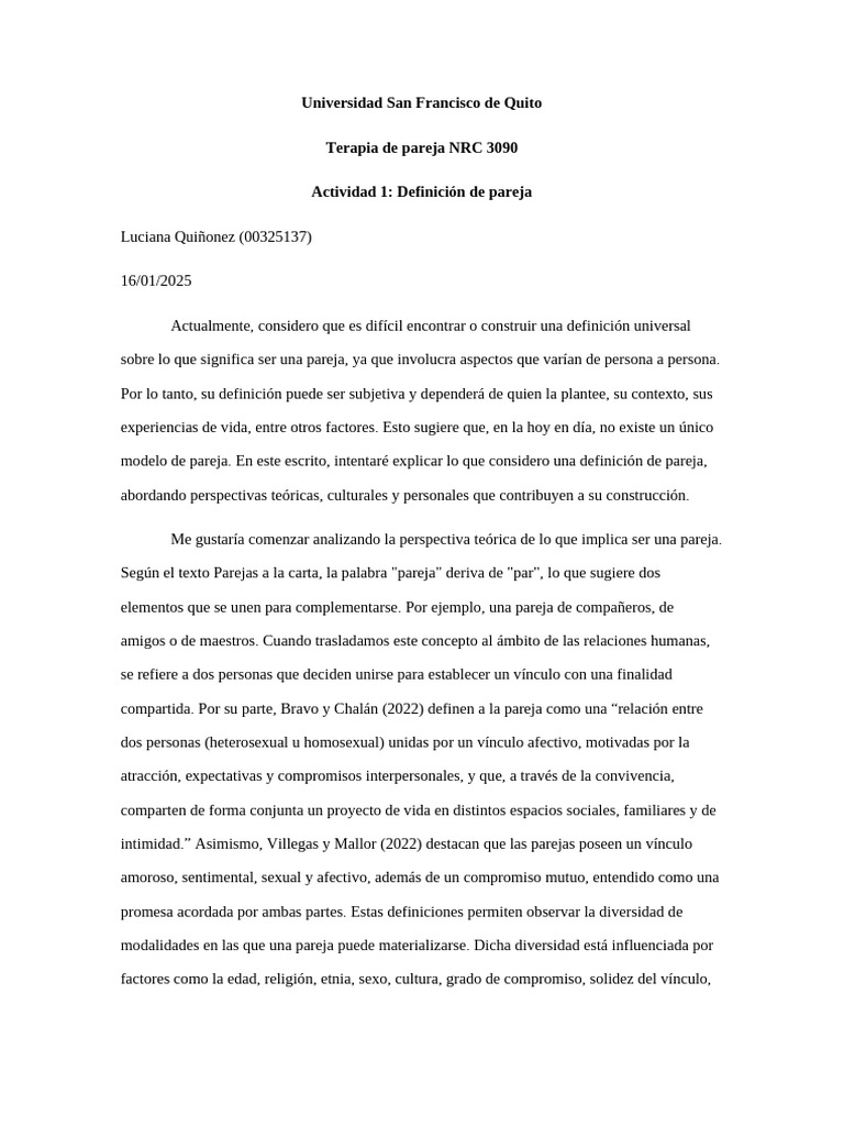 Definición de pareja: Perspectivas y factores | PDF | Sicología ...