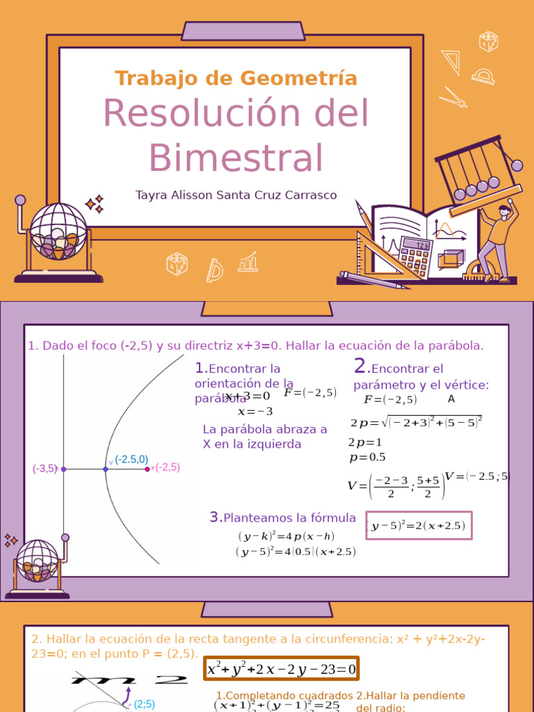 Ecuaciones de Geometría y Parábolas | PDF | Pendiente | Tangente