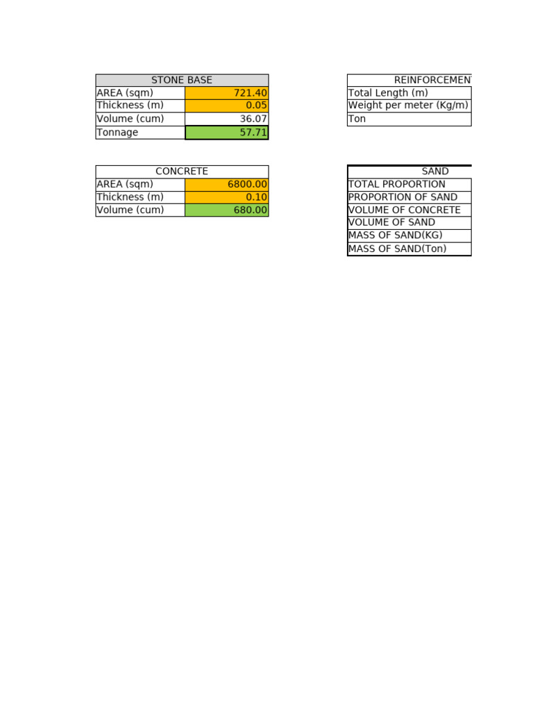 Civil Calc Sheet | PDF