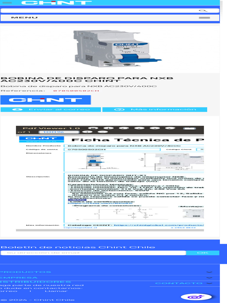Bobina de Disparo para NXB AC230V400C Chint | PDF