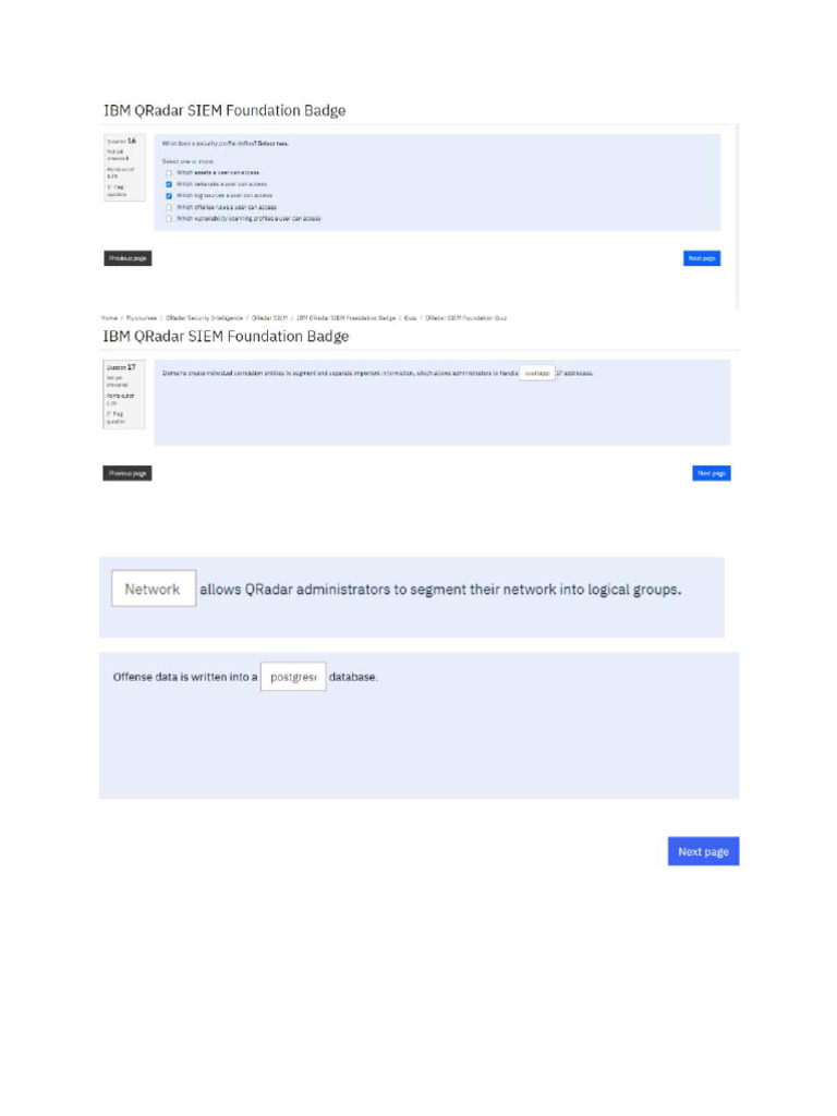 Dump IBM QRadar SIEM Foundation Badge 1 PDF | PDF | Databases | Port (Computer Networking)