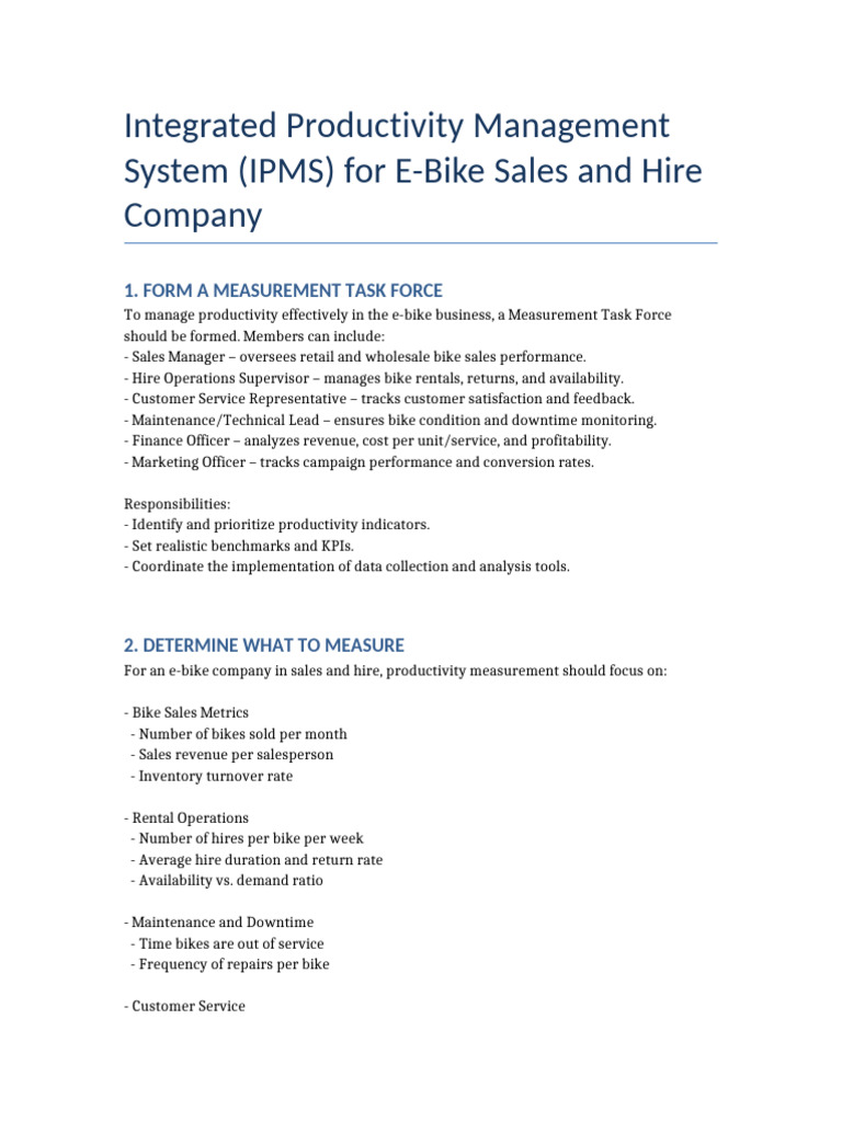 IPMS EBike Industry Assignment | PDF | Performance Indicator | Business ...