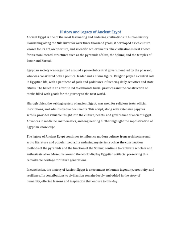 Ancient Egypt: History and Legacy | PDF