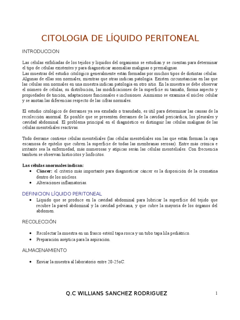 Citologia de lÍquido Peritoneal | Célula (Biología) | Leucocito