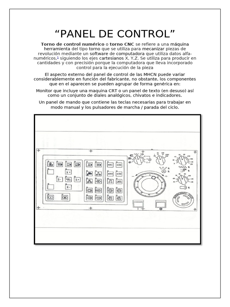 Panel de Control | PDF | Control numerico | Ingeniería mecánica