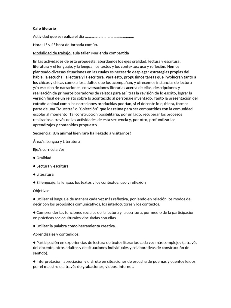Café Literario | PDF | Narración | Escritura