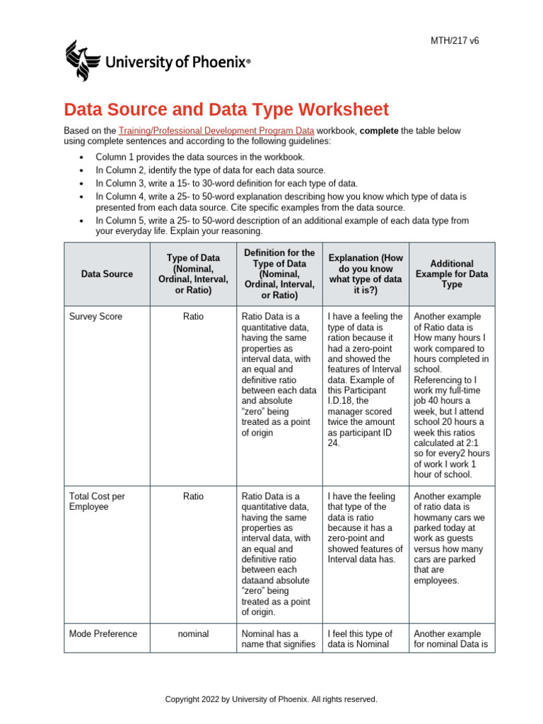 mth217 v6 wk1 Data Source and Data Type Worksheet | PDF | Level Of ...