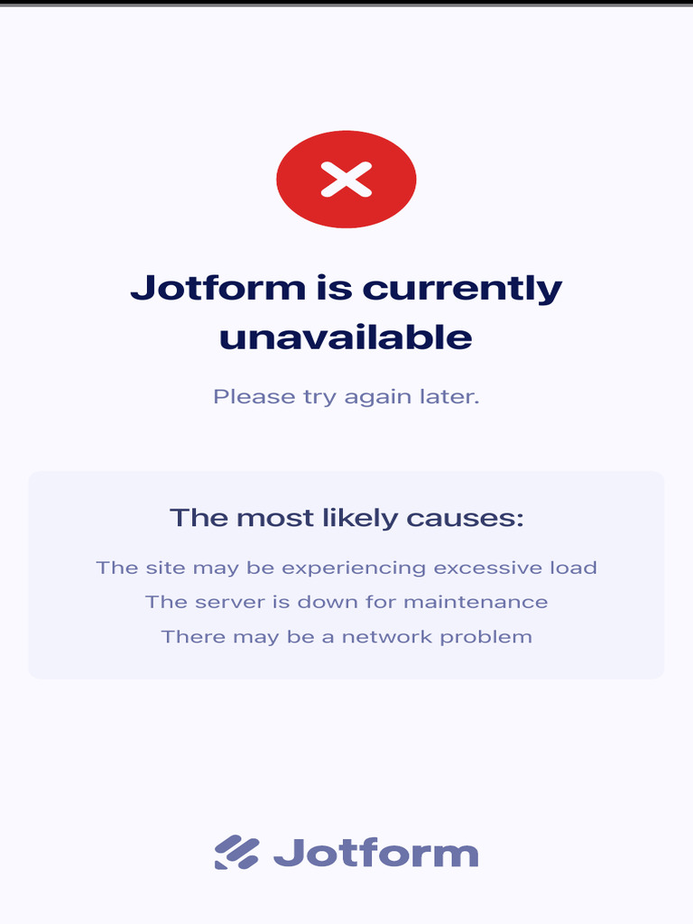 Error #5xx - Jotform is Not Available | PDF