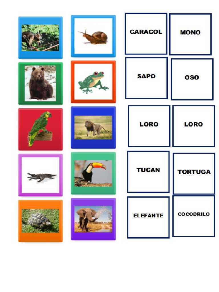 Memotex de Animales | PDF