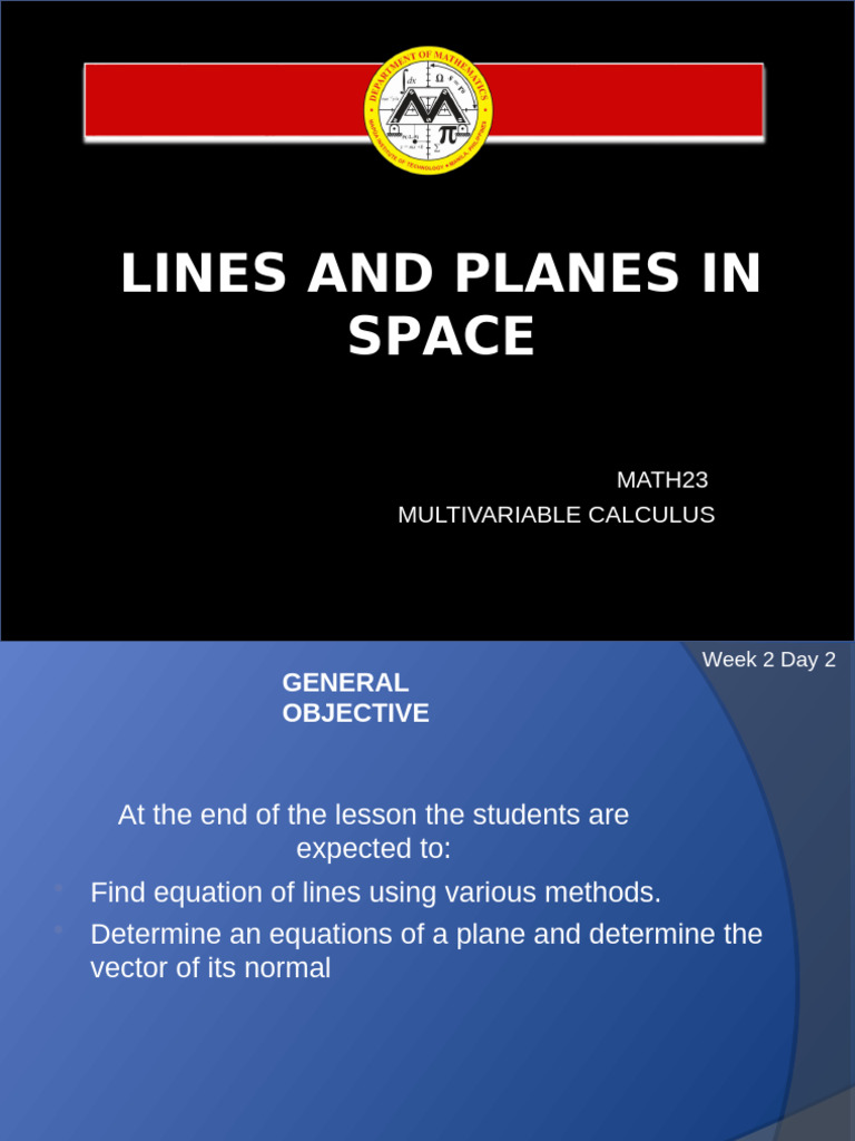 Multivariable Calculus: Lines and Planes | PDF | Line (Geometry ...