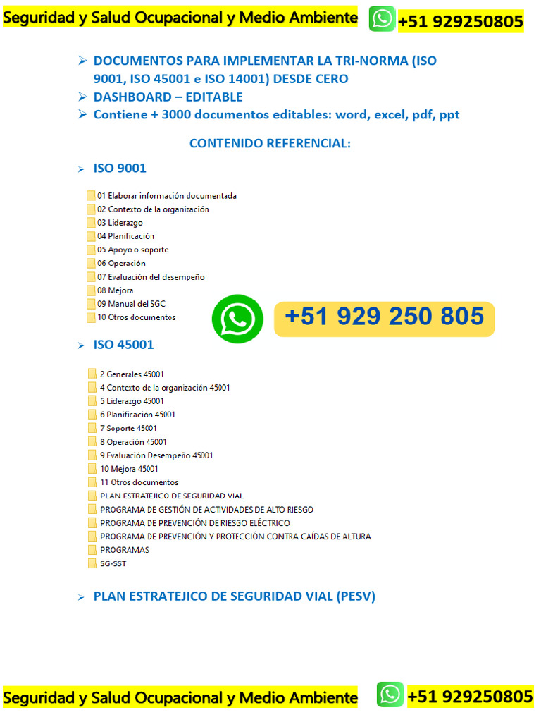Contenido Referencial - Tri-norma (Iso 9001, Iso 45001 e Iso 14001) | PDF