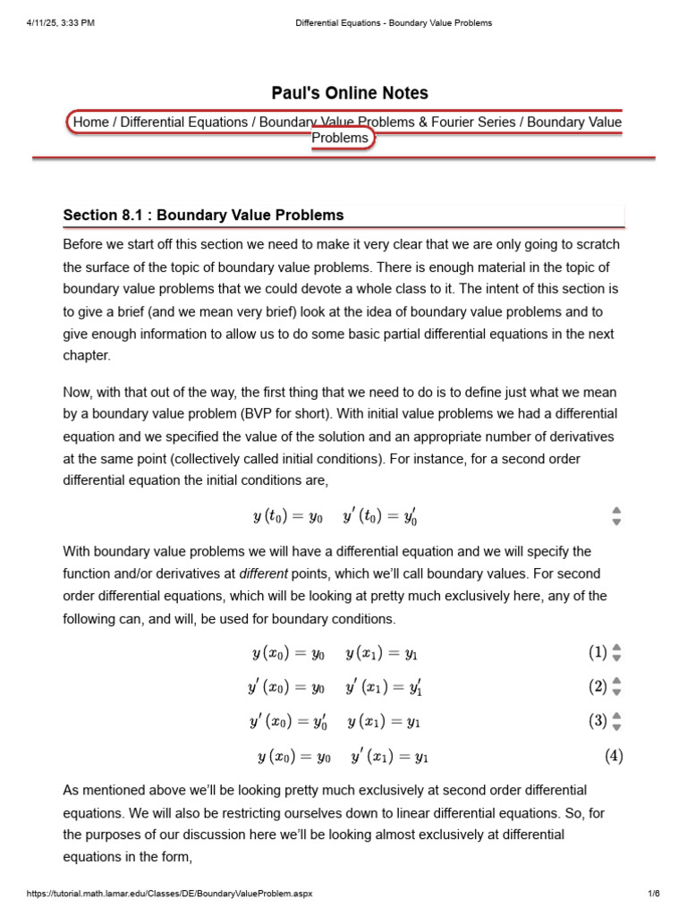 Differential Equations Boundary Value Problems Pdf Boundary Value Problem Equations