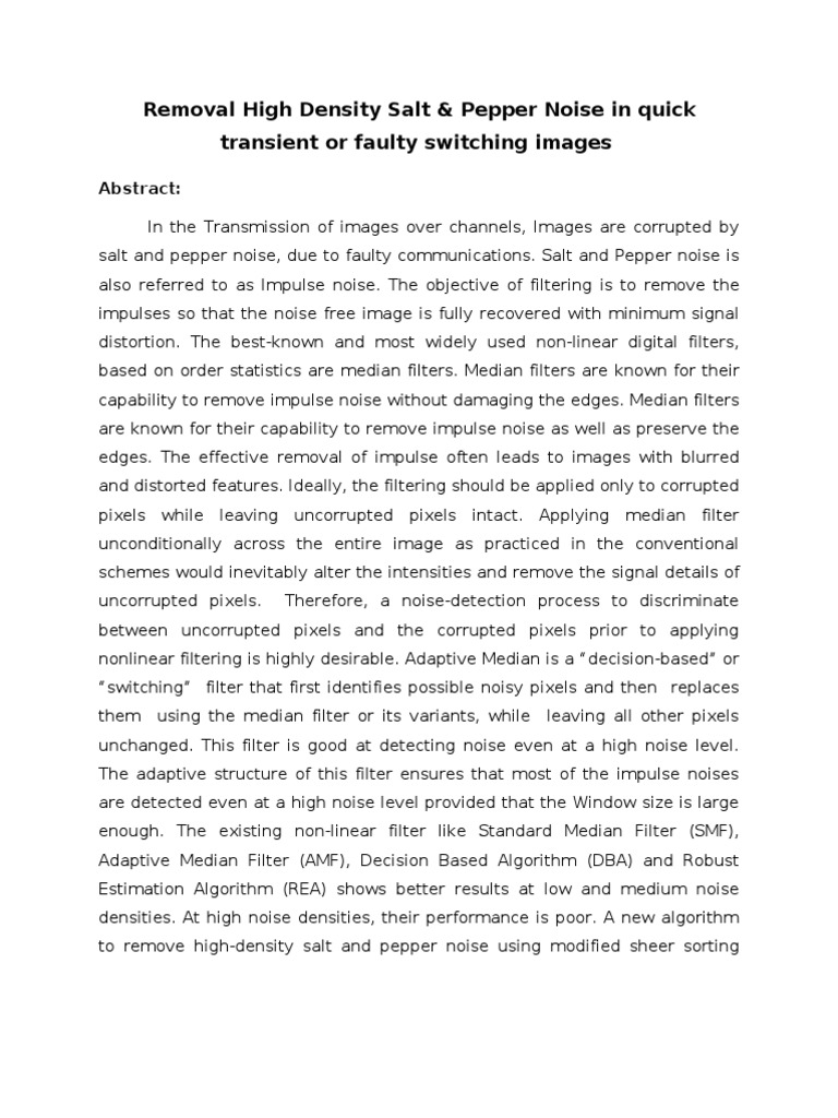 Advanced Noise Removal for Images | PDF | Median | Telecommunications ...