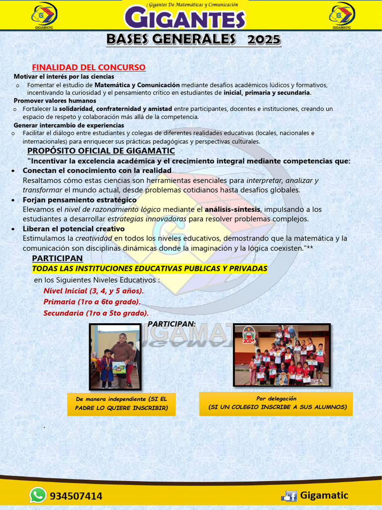 Bases Oficiales Gigamatic 2025 | PDF | Educación de la primera infancia ...