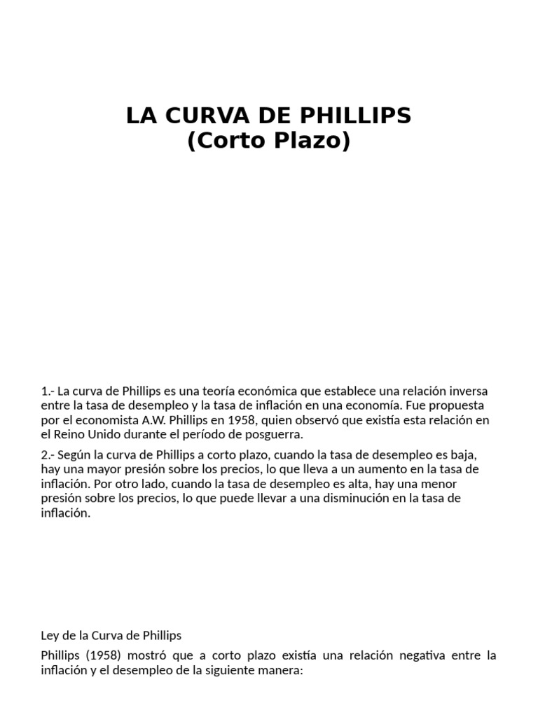 LA CURVA DE PHILLIPS | PDF | Curva de Phillips | Inflación