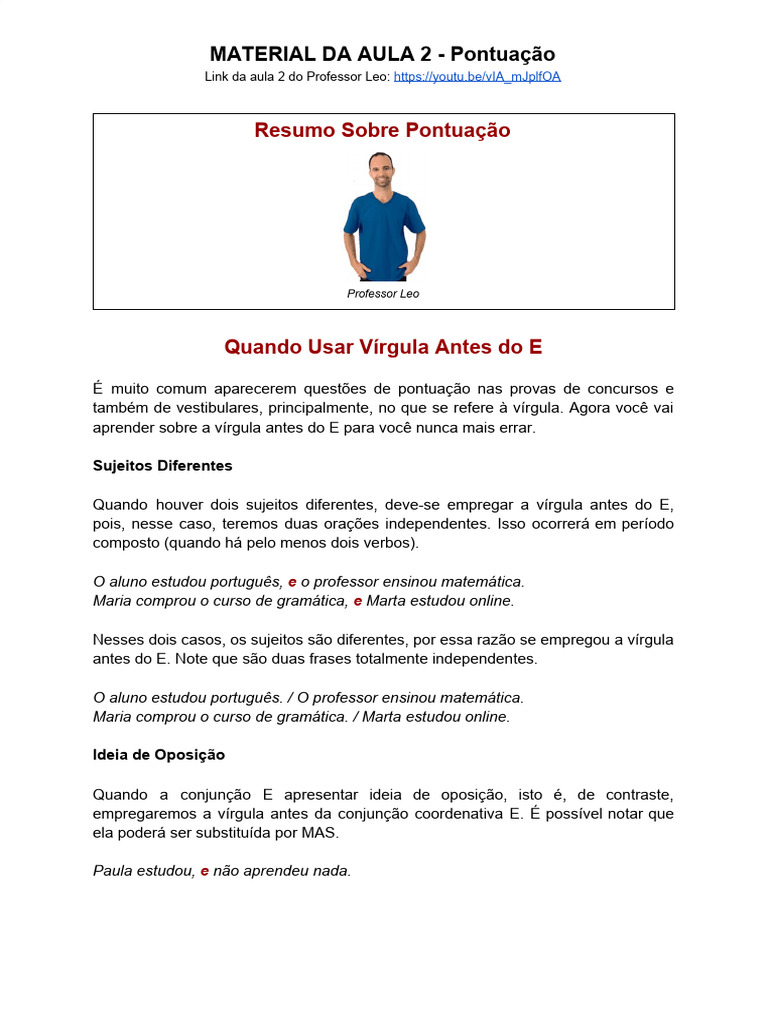 Uso da Vírgula e Ponto e Vírgula | PDF