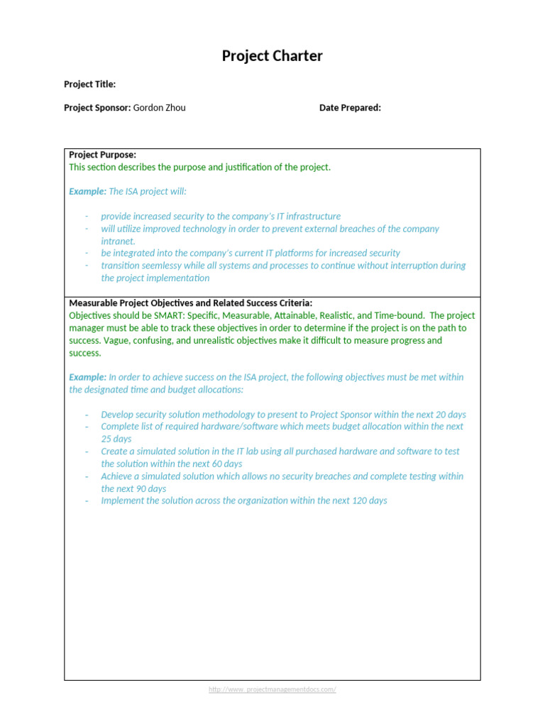 ISA Project Charter Overview | PDF | Software | Risk