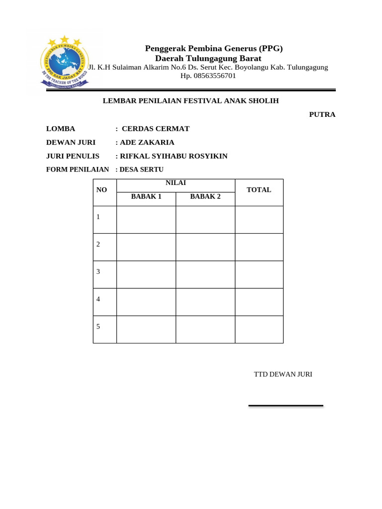 Penilaian Juri Lomba Cerdas Cermat | PDF