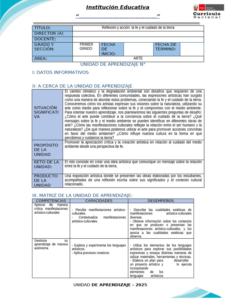 Arte y fe en el cuidado ambiental | PDF | Aprendizaje | Educación en ...