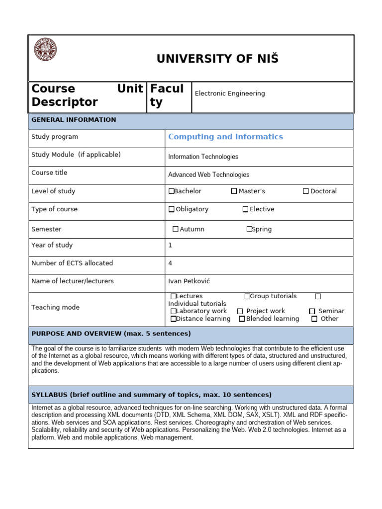 Advanced Web Technologies | PDF | Xml | Xml Schema