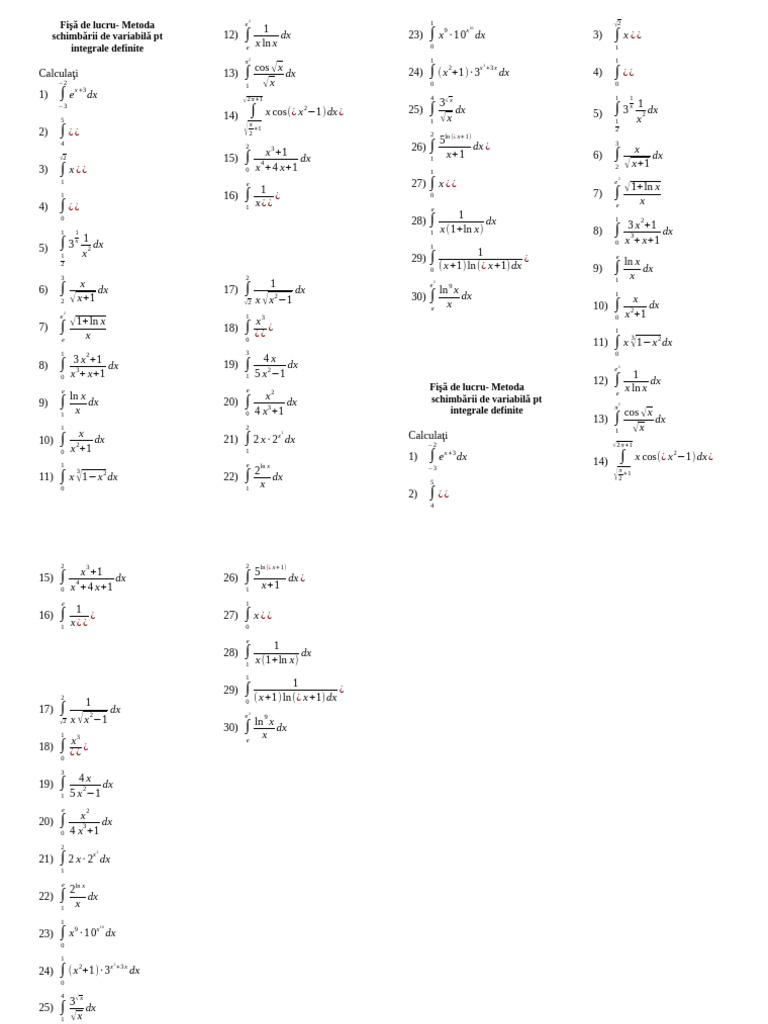 Schimbare de Variabila - Integrala Definita | PDF