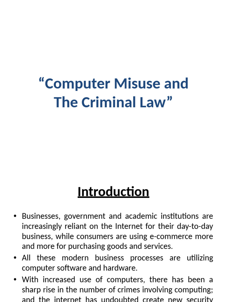 Computer Misuse and The Criminal Law | PDF | Cybercrime | Security