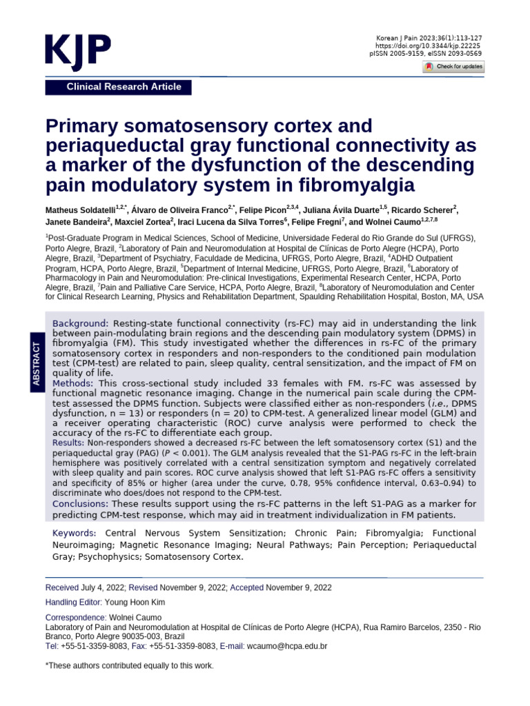 FIBROMYALGIA Fregni e Caumo | PDF | Fibromyalgia | Antidepressant