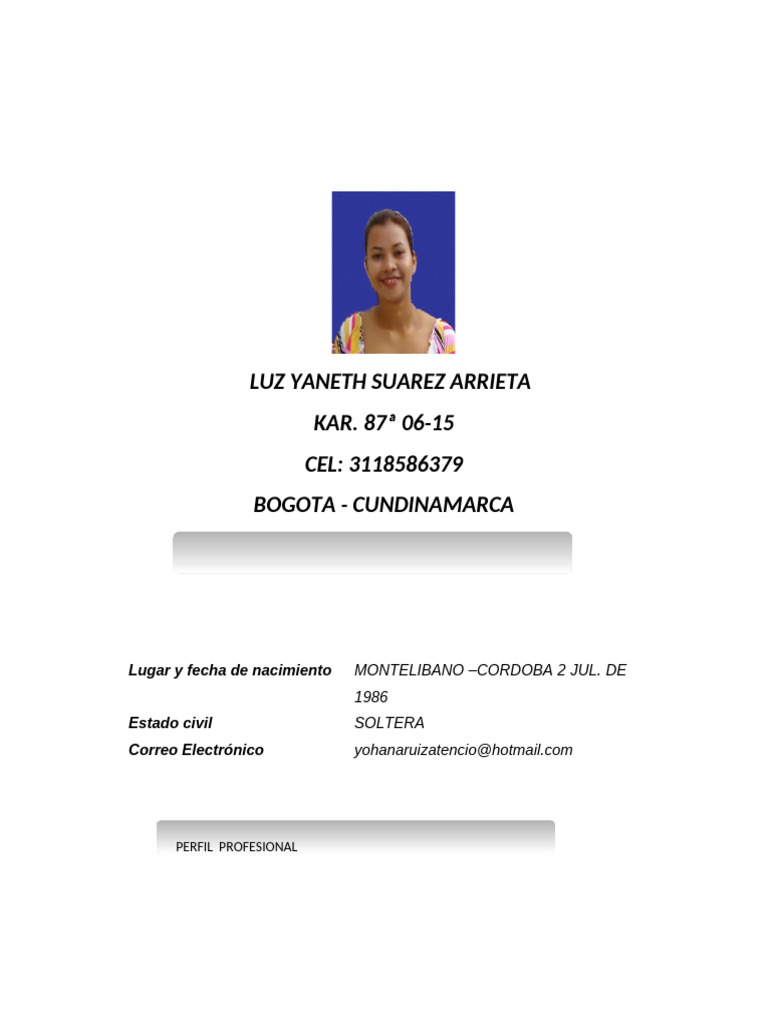 Luz Yanet HOJA DE VIDA LUZ YANET | PDF