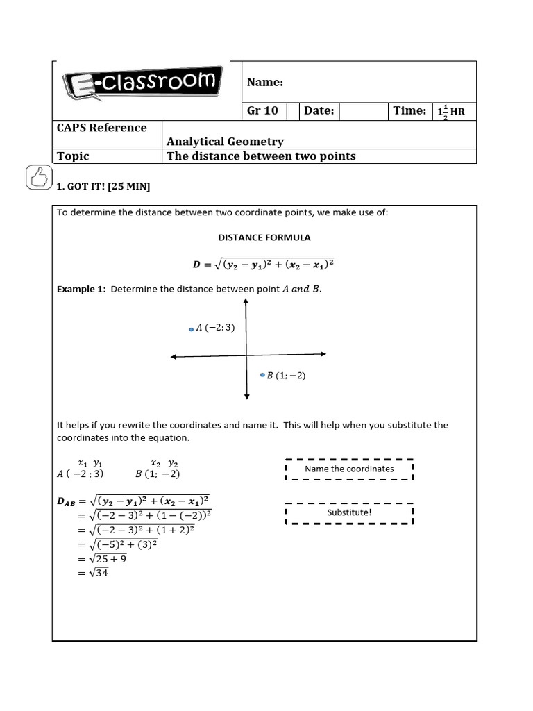gr10t3 Analytical Geometry Distance Between Two Points | PDF | Analytic Geometry | Geometry