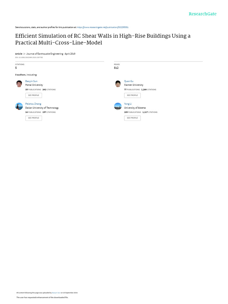 Efficient Simulationof RCShear Wallsin High Rise Buildings Usinga Practical Multi Cross Line ...