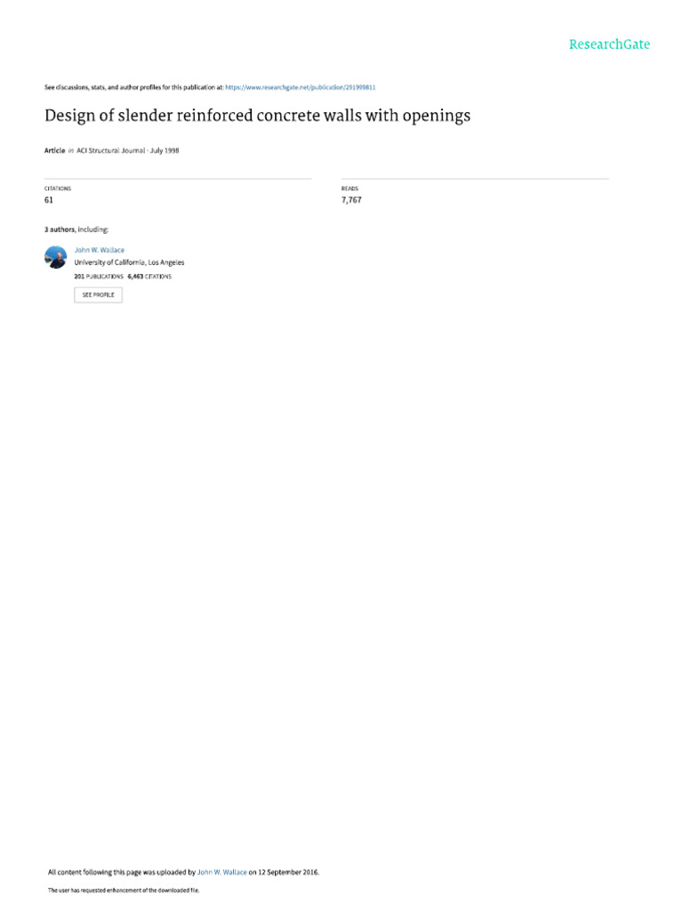 15 Design of Slender Reinforced Concrete Walls With Openings, by ...