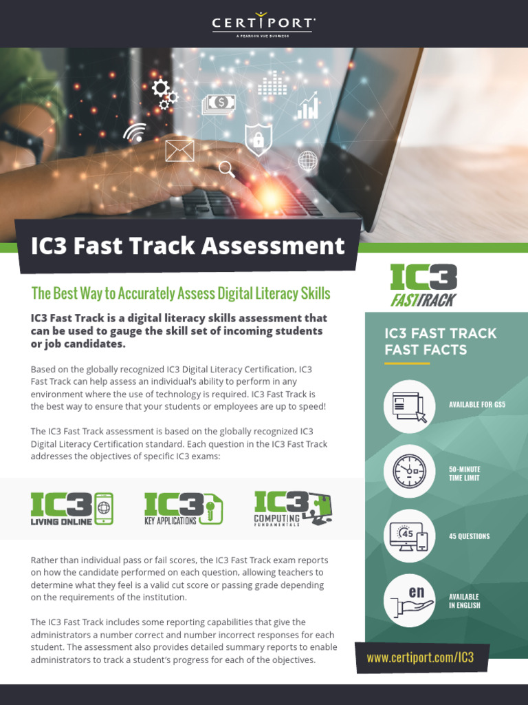 IC3 Fast Track Overview 0721 | PDF | Educational Assessment